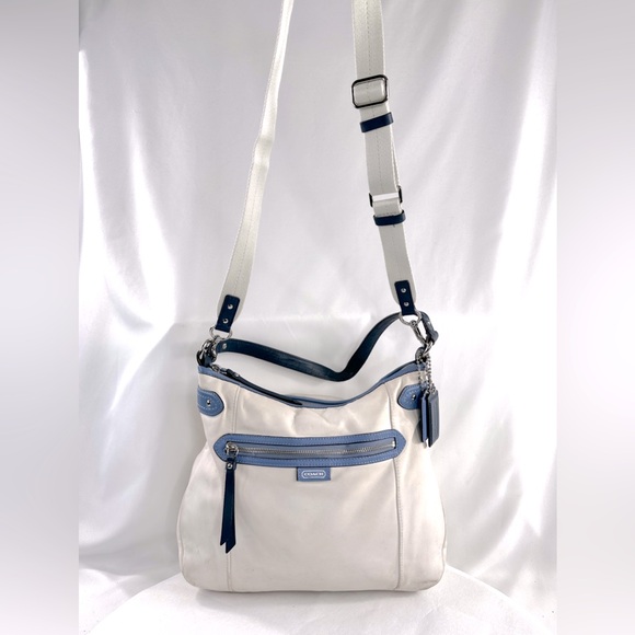 Coach | Bags | Coach Daisy Spectator F2393 White Blue Leather Hobo ...